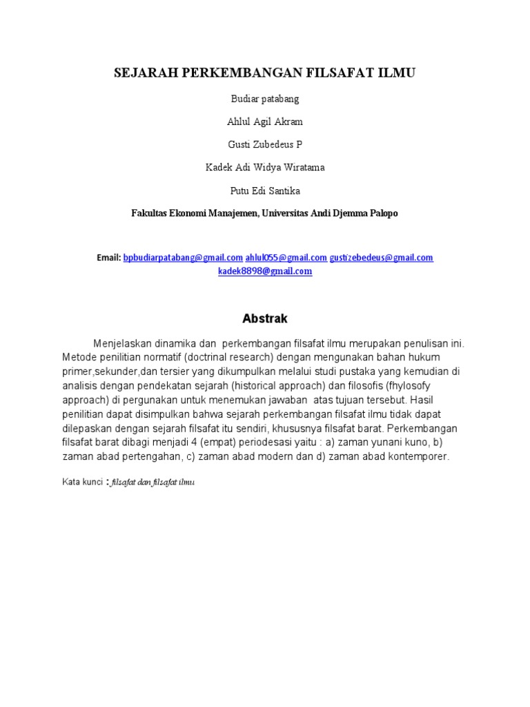 Sejarah Perkembangan Filsafat Ilmu 2 | PDF | Filsafat