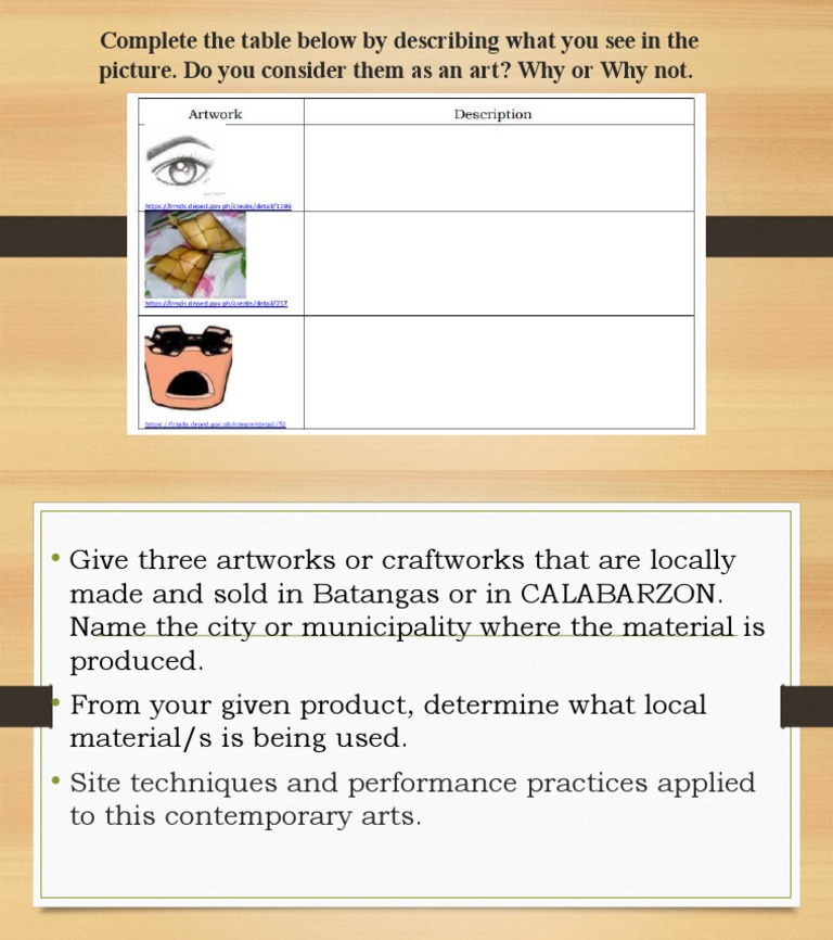 Complete The Table Below by Describing What You See in The Picture. Do ...