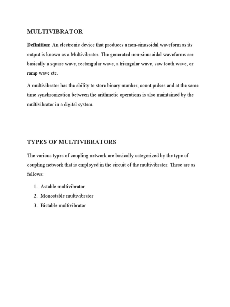 Multivibrator | PDF | Electrical Engineering | Electronic Engineering