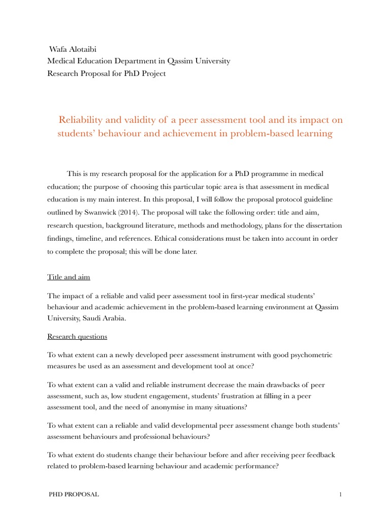 Wafa Ibrahim S Alotaibi - Research Proposal | PDF | Educational ...