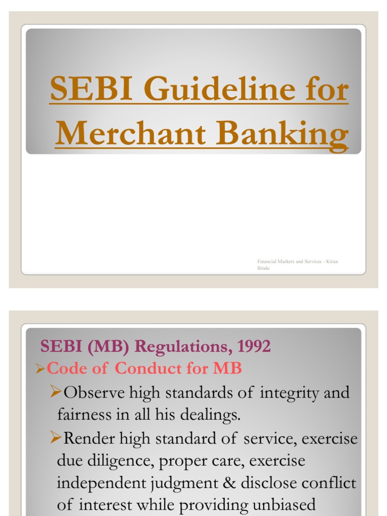 SEBI Guidelines For MB | PDF
