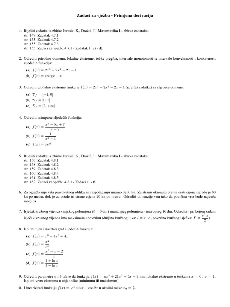 Primjena Derivacija | PDF