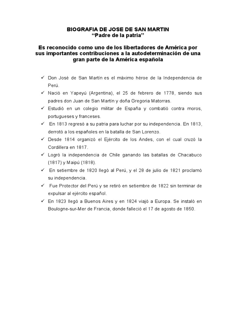 Biografia de Jose de San Martin | PDF
