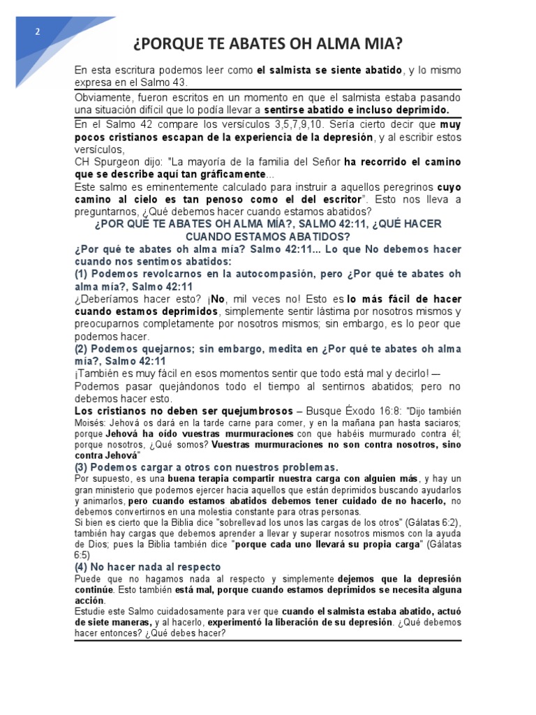 ¿Porque Te Abates Oh Alma Mia | PDF | Salmos | Depresión (estado de ánimo)
