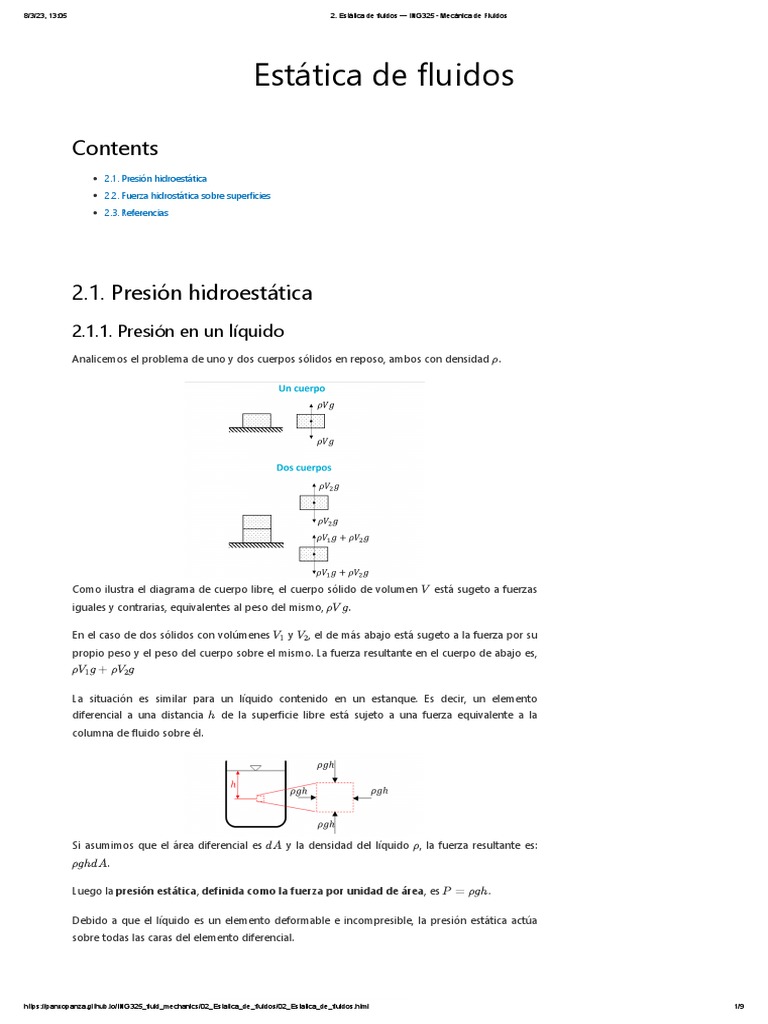 02 Estatica de Fluidos | PDF | Presión | Pascal (Unidad)