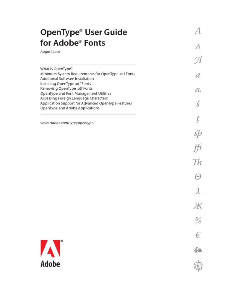OpenType Guide | PDF | Typefaces | Adobe In Design