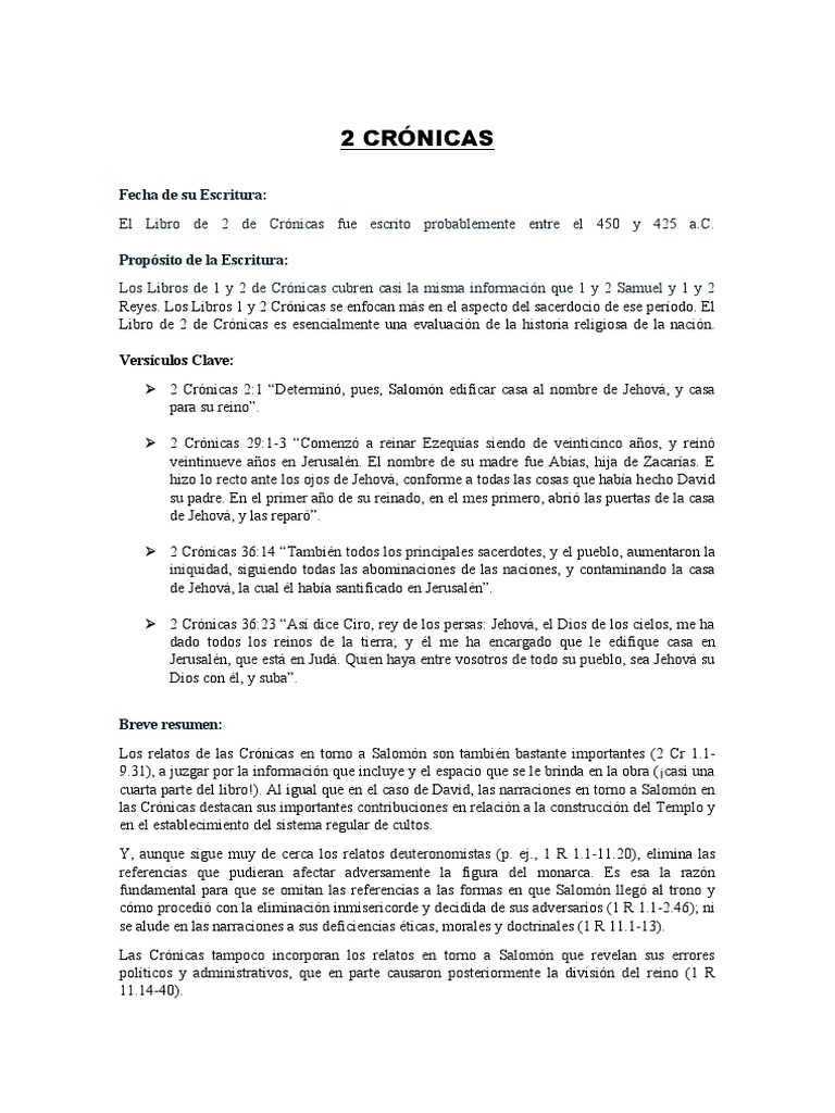 2 Cronicas | PDF | Libros de crónicas | Solomons
