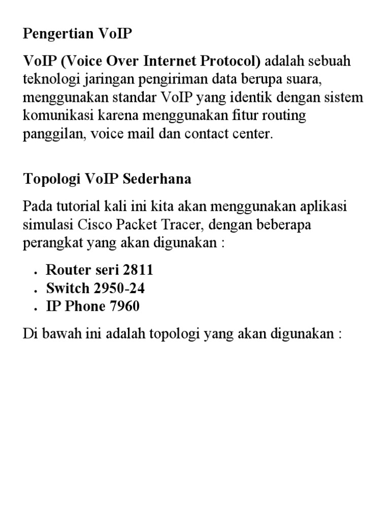 Konfigurasi VoIP di Cisco Packet Tracer | PDF