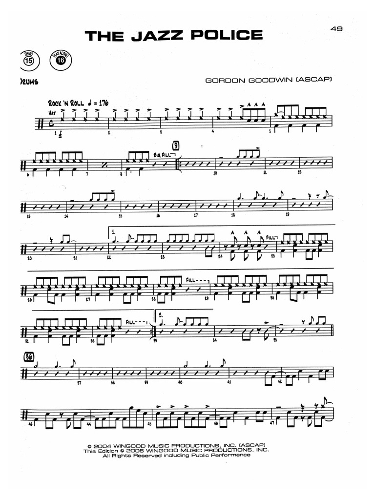 The Jazz Police Gordon-Goodwins-Bic-Phat-Band-Drums-Play-Along | PDF