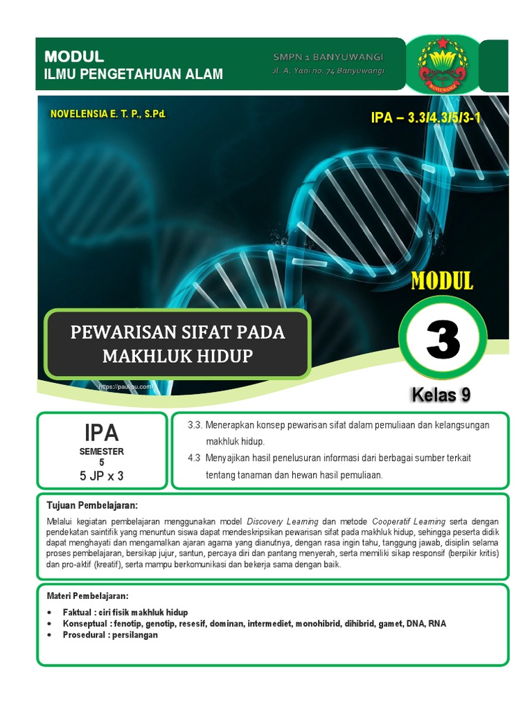Pewarisan Sifat Pada Makhluk Hidup: Modul Ilmu Pengetahuan Alam | PDF