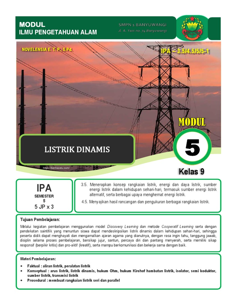 IPA - K9 - Modul 5 - Listrik Dinamis | PDF