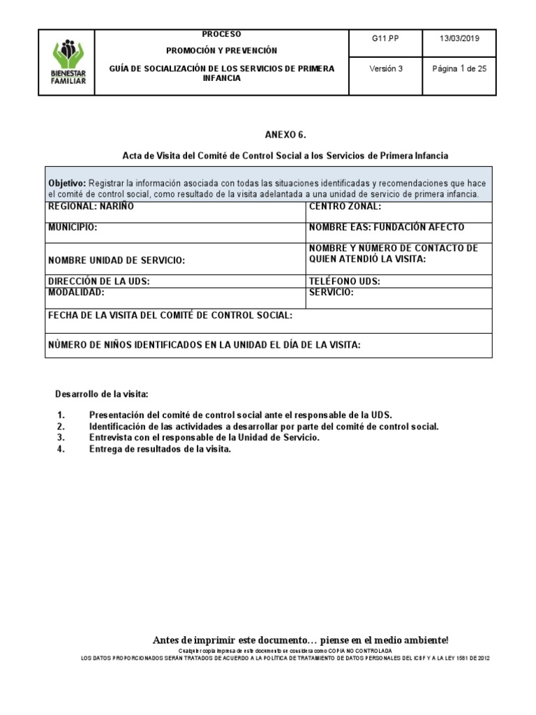 Anexo 6. Acta Visita Comité Control Social | PDF