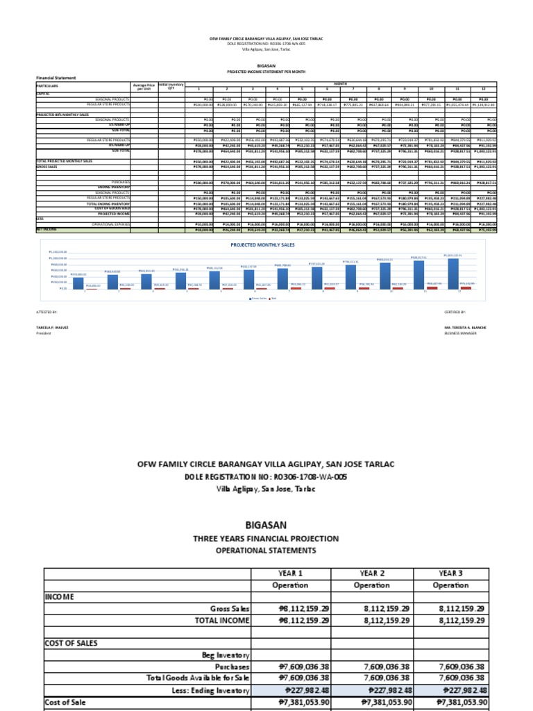 Bigasan Financial Statement: Ofw Family Circle Barangay Villa Aglipay ...