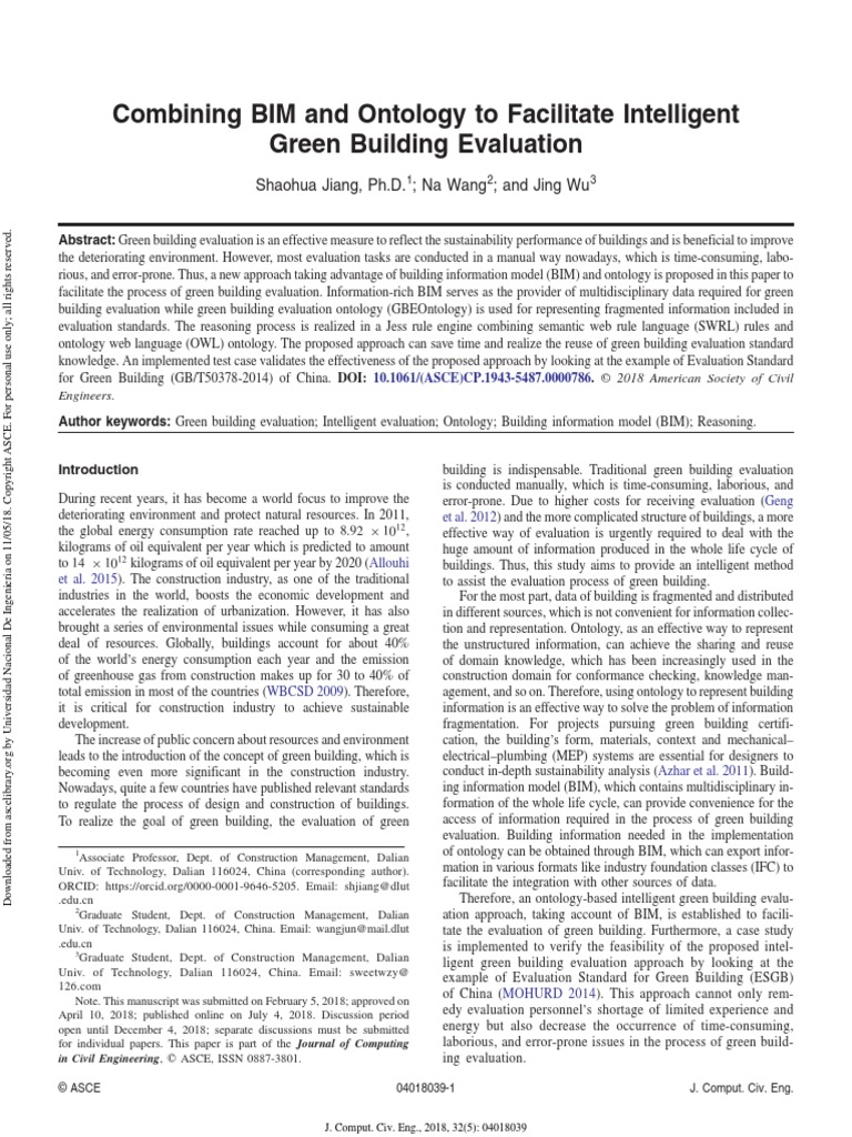 Combining BIM and Ontology To Facilitate Intelligent Green Building Evaluation | PDF | Green ...