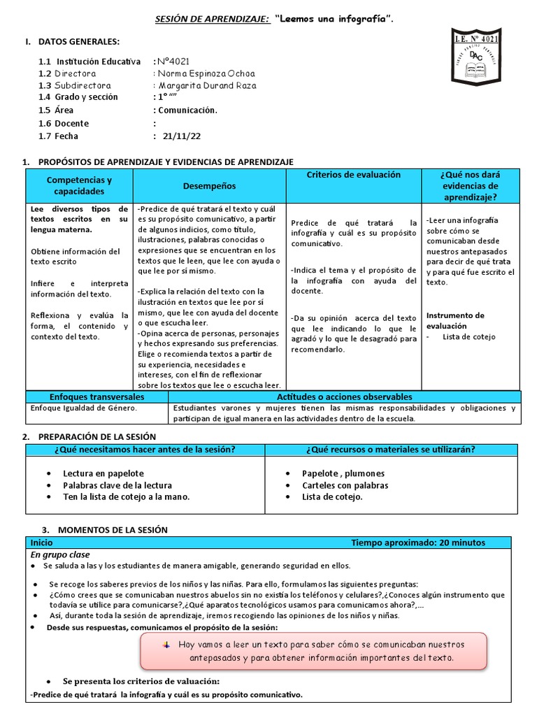Sesión Leemos Un Texto Infografía | PDF | Aprendizaje | Evaluación
