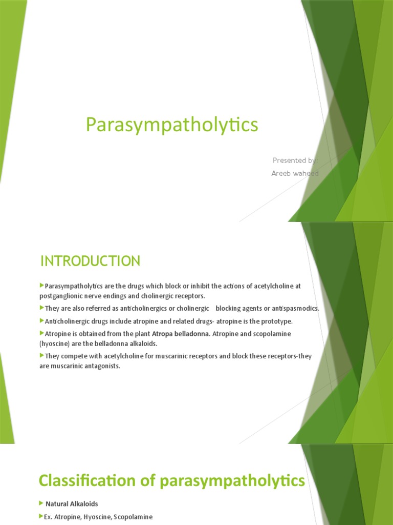 Parasympatholytics | PDF | Acetylcholine | Clinical Medicine