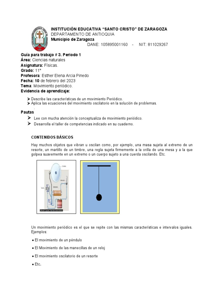 Guia Movimiento Periodico | PDF | Oscilación | Frecuencia