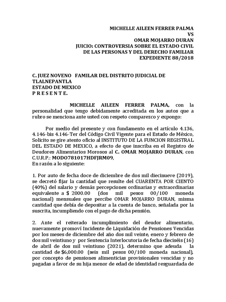 Juicio de Alimentos: Ferrer vs Mojarro | PDF | Sentencia (ley) | Justicia