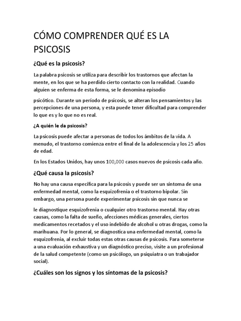 Guía Completa sobre la Psicosis | PDF | Psicosis | Trastorno mental