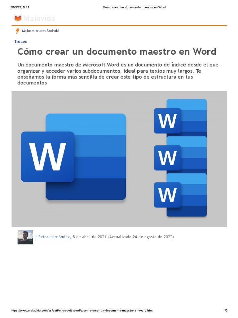 Cómo Crear Un Documento Maestro en Word | PDF | Microsoft Word | Microsoft