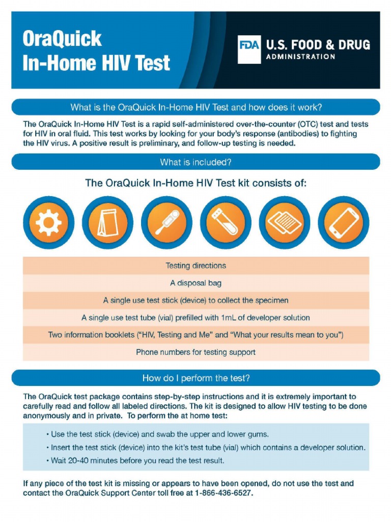 OraQuick In-Home HIV Test Guide | PDF | Infection | Diagnosis Of Hiv/Aids