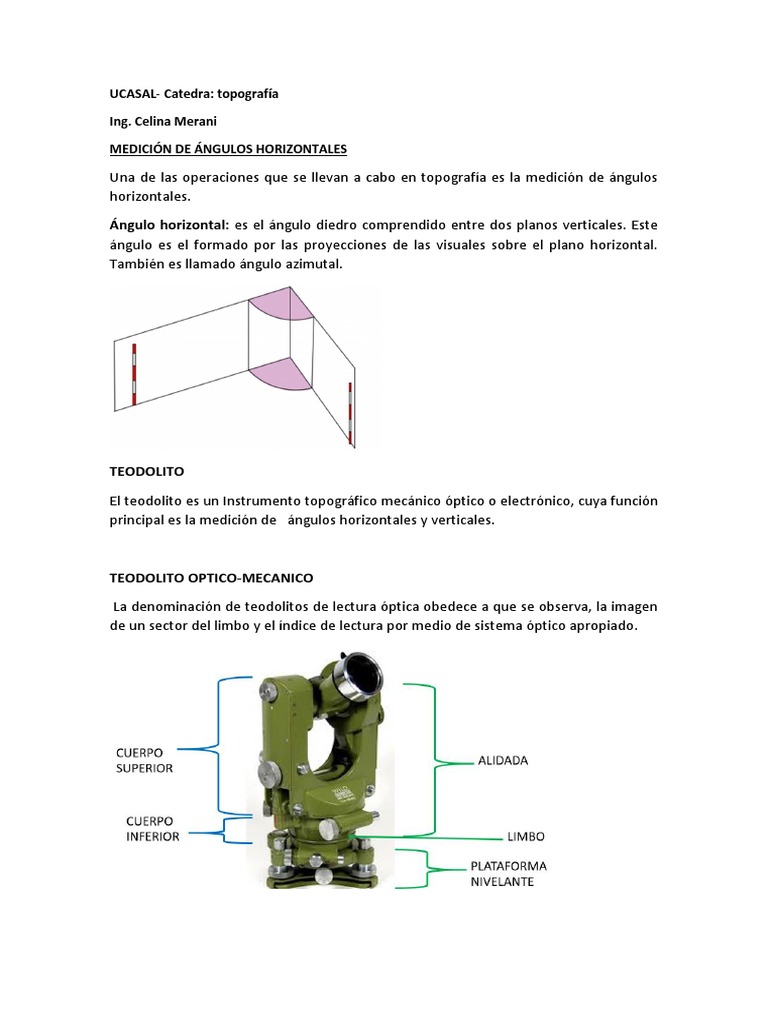 Ángulo Horizontal: Es El Ángulo Diedro Comprendido Entre Dos Planos ...
