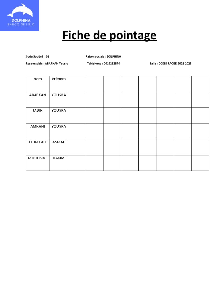 Fiche de Pointage | PDF | Business | Commercialisation
