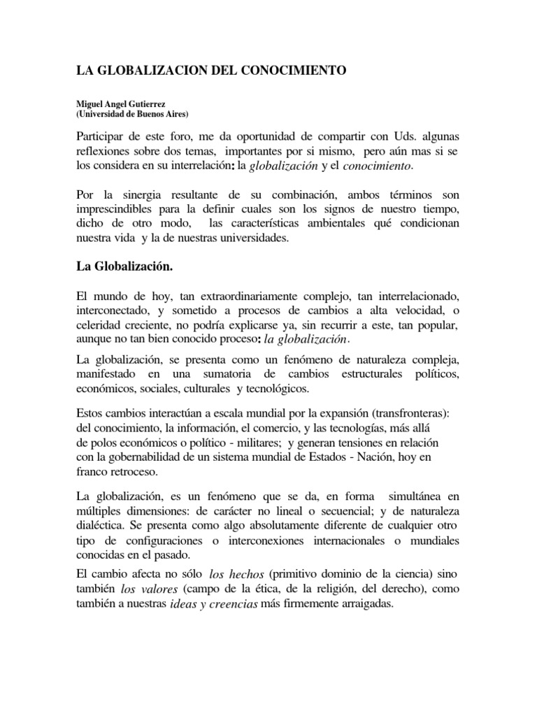 Globalización del Conocimiento en México | PDF | Globalización ...