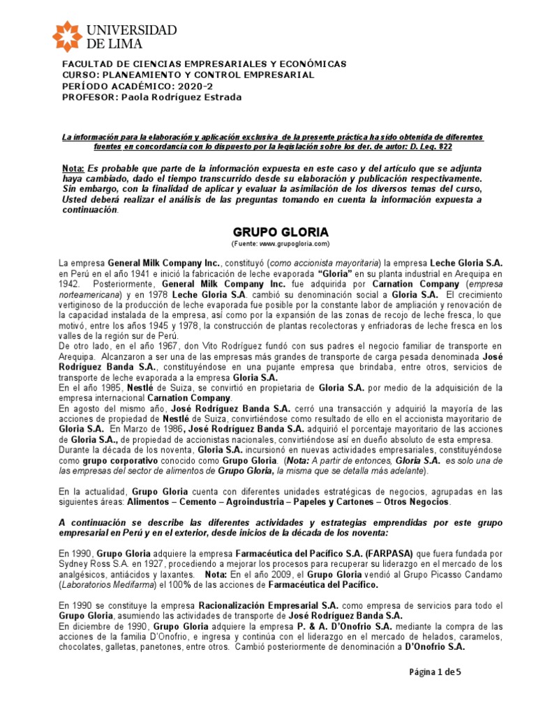 Caso - Grupo Gloria | PDF | Leche | Perú