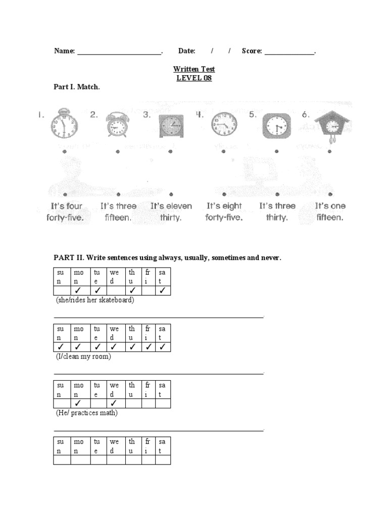 Test Level 8 Juniors | PDF