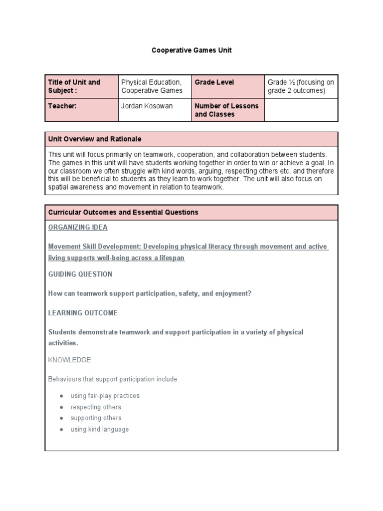 Cooperative Games Unit | PDF | Happiness