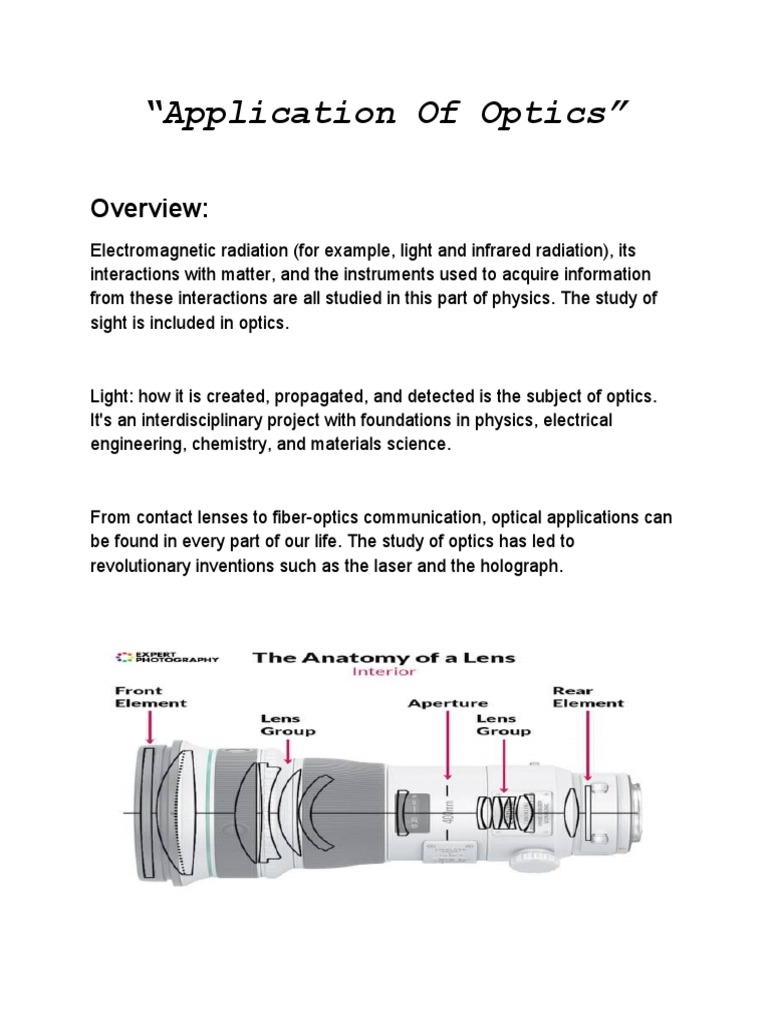 Applications of Optics in Cameras | PDF