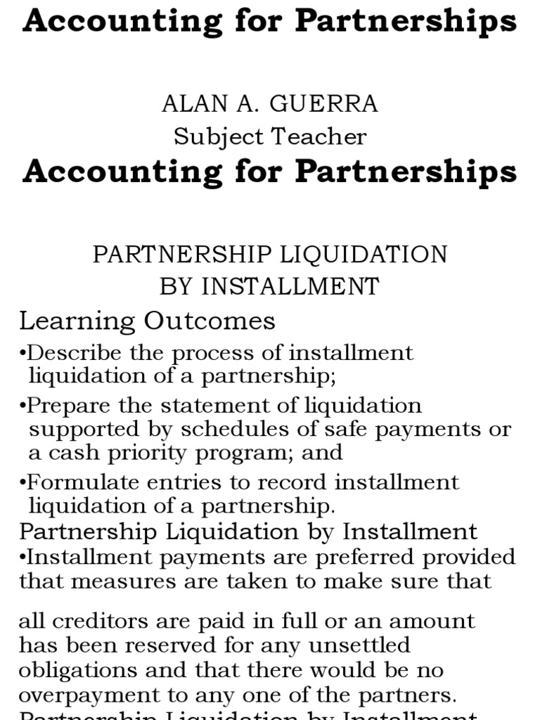 Accounting For Partnerships - Partnership Liquidation (IS) | PDF ...