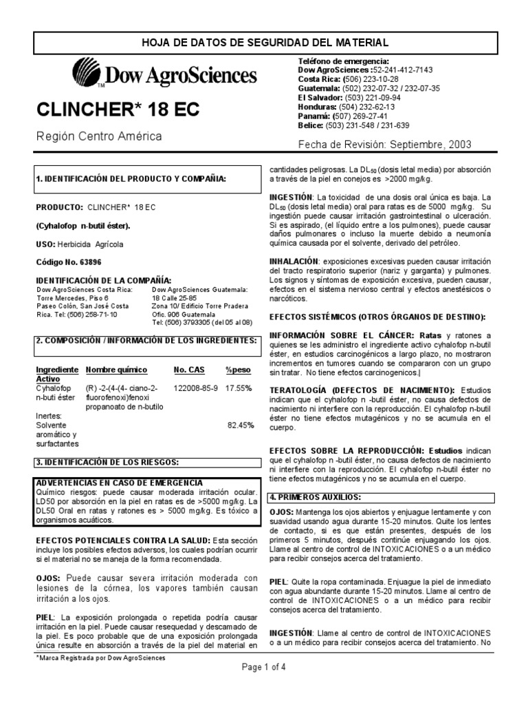 239.clincher 18 Ec Herbicida | PDF | Solvente | Agua