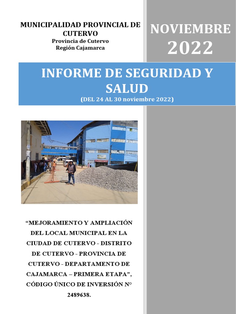 Modelo Informe de Obra en Seguridad y Salud en Obra | PDF | Seguridad y salud ocupacional ...