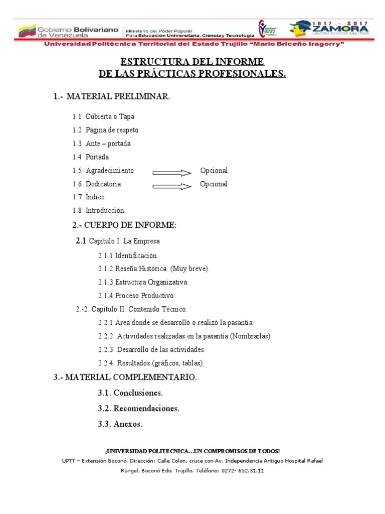 Estructura Informe de Pasantias | PDF