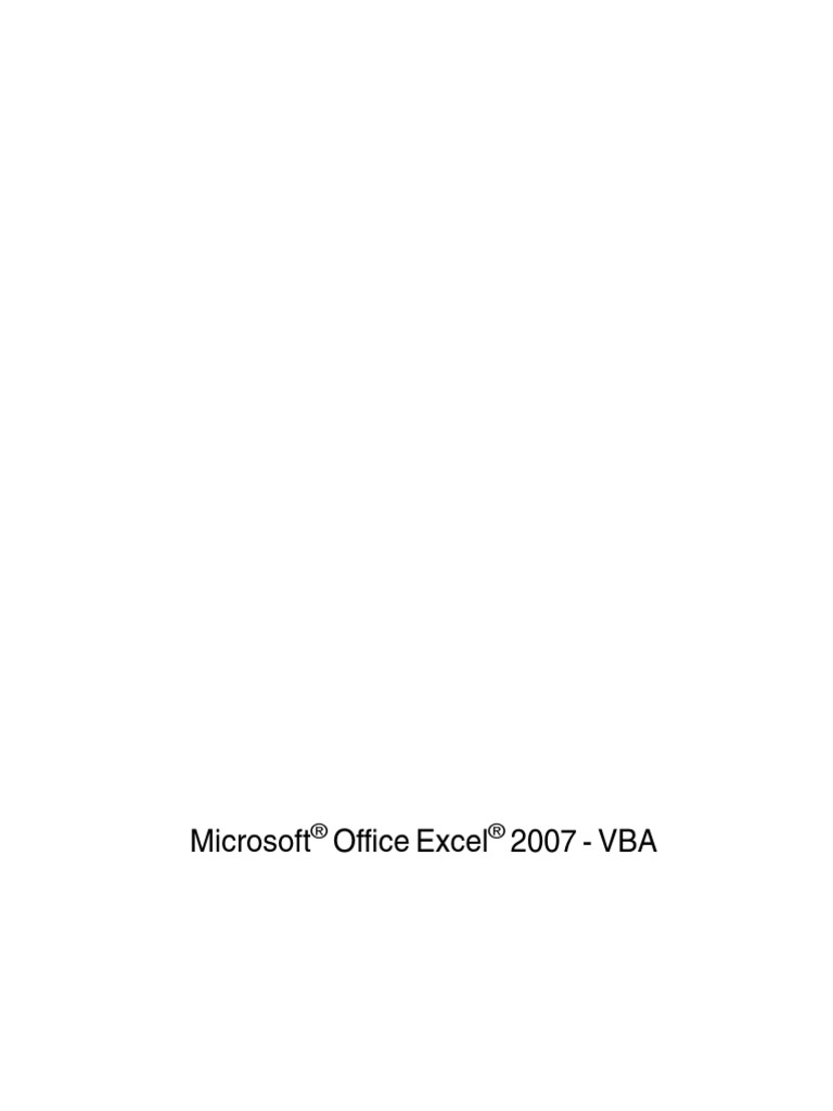 Microsoft Office 2007 - VBA | PDF | Microsoft Excel | Visual Basic For Applications