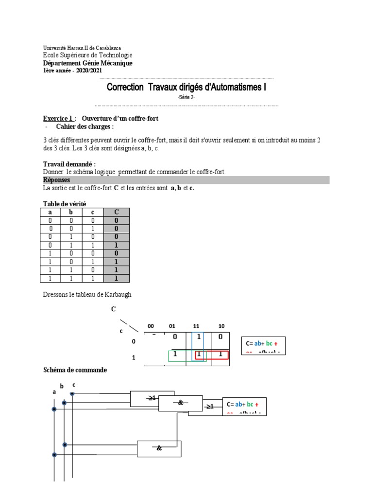 Correction TD2 Automatismes 2021 | PDF