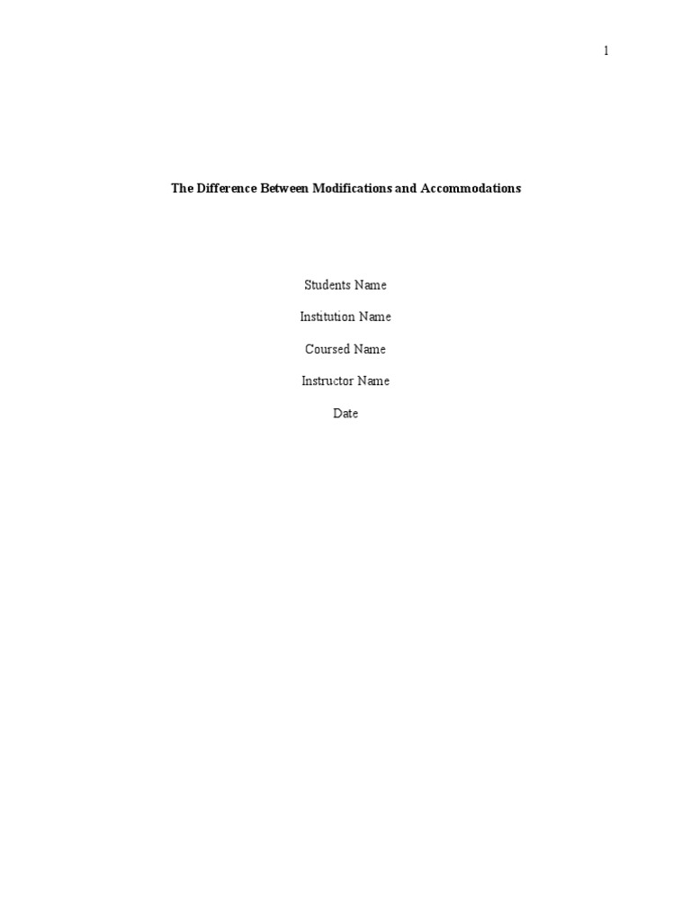 The Difference Between Modifications and Accommodations | PDF | Career ...
