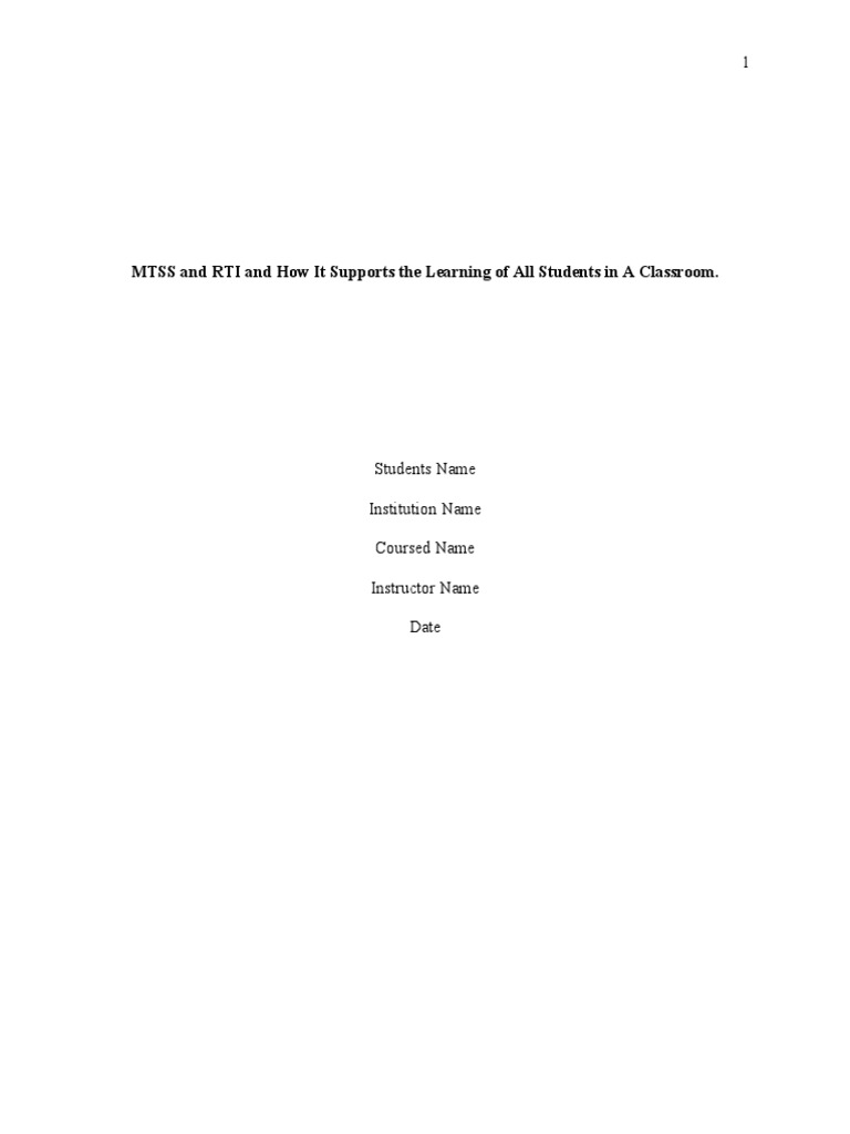 MTSS & RTI: Enhancing Classroom Learning | PDF