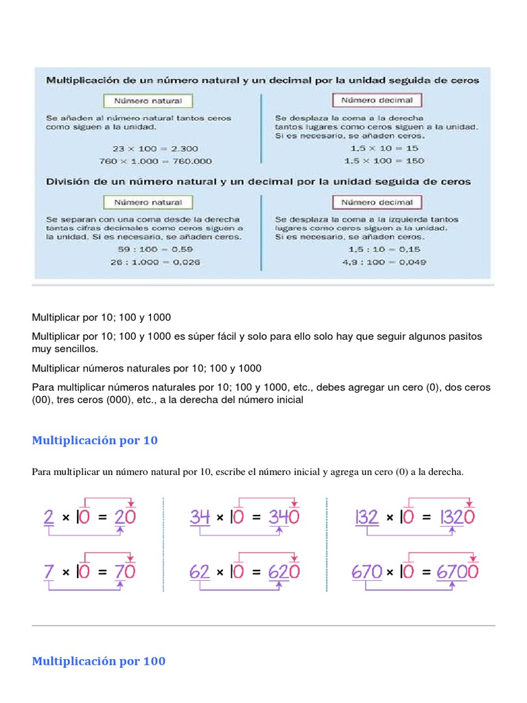 Multiplicar y Dividir Por 10100 1 000 PDF | PDF | Hogar, jardinería y ...