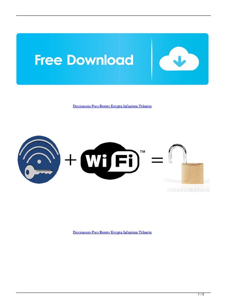 Diccionario Router Keygen Infinitum | PDF | Wifi | Seguridad