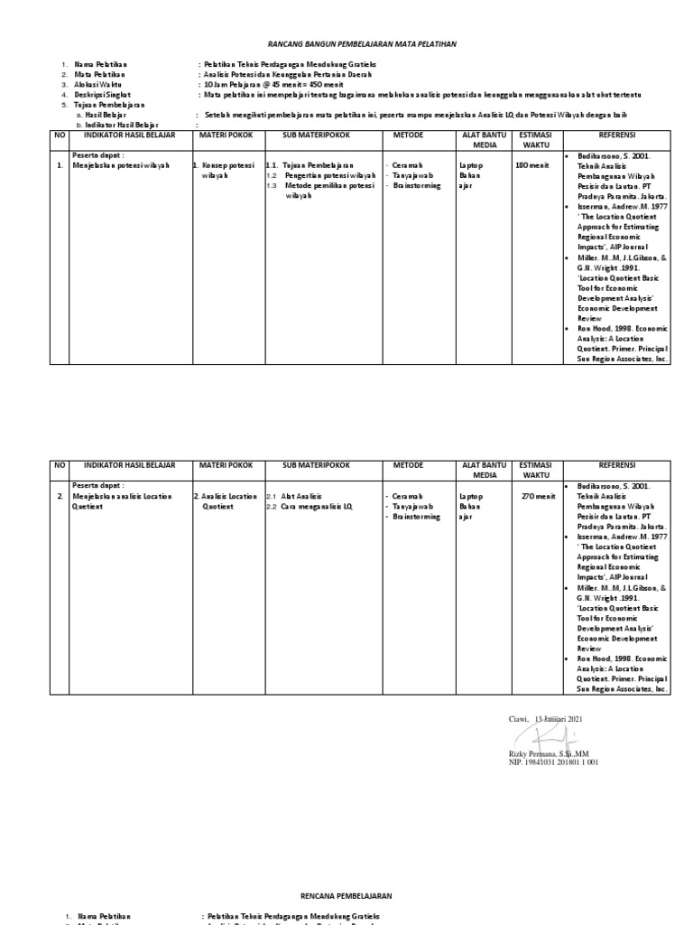 Rancang Bangun Pembelajaran Mata Pelatihan | PDF