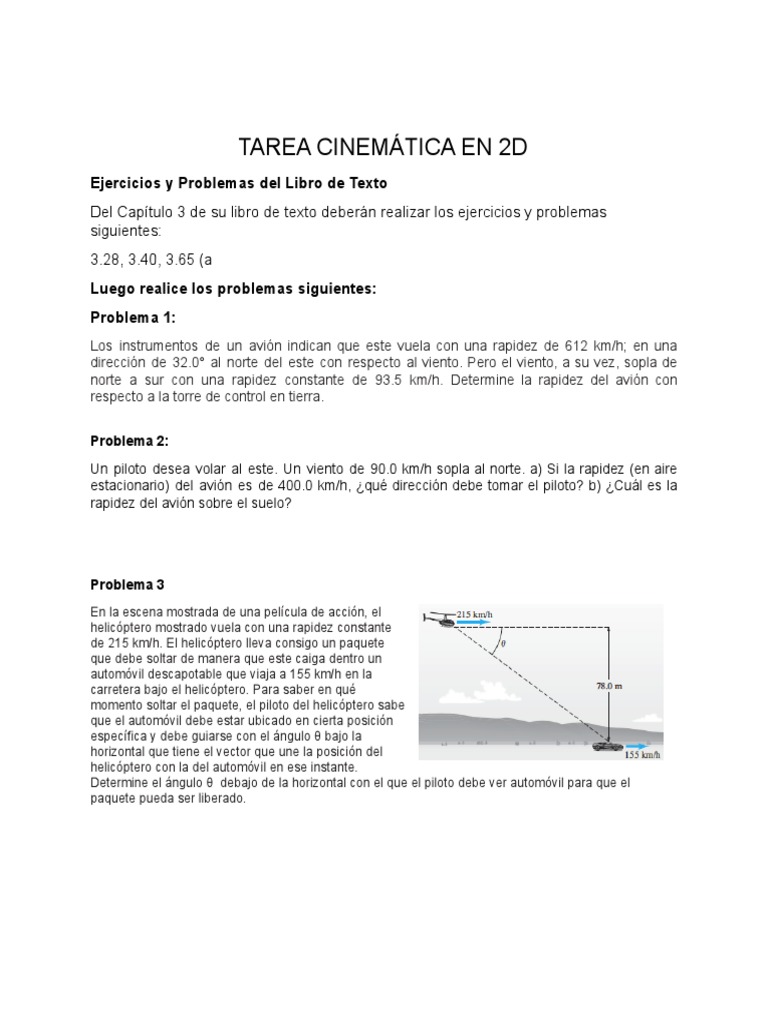 Tarea de Cinemática en 2D 2022 | PDF | Velocidad | Helicóptero