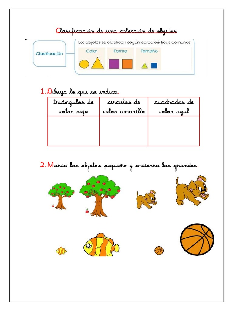 Actividades de Clasificación de Objetos | PDF