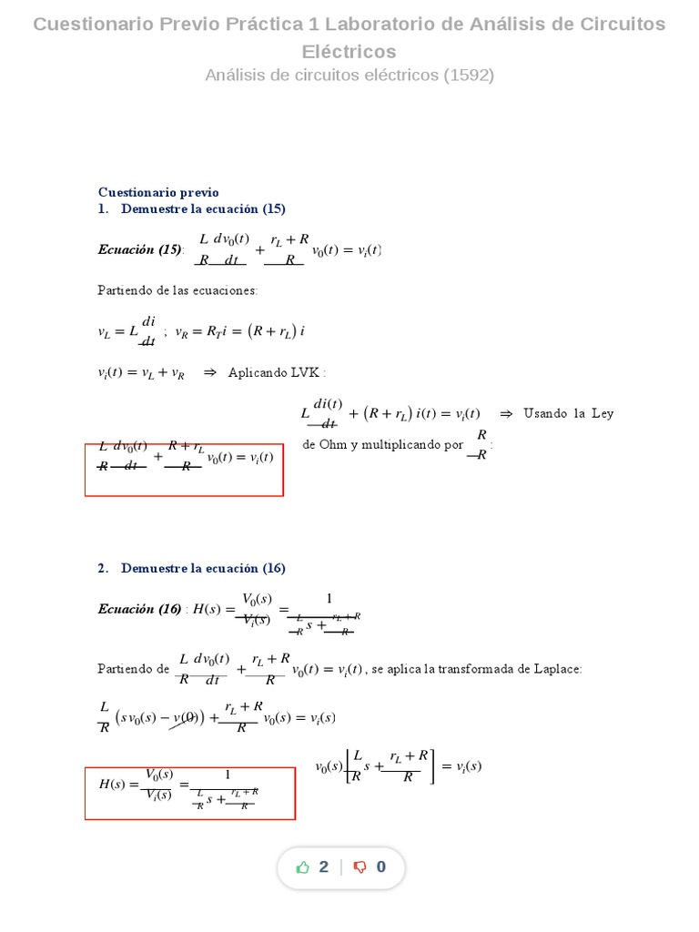 Cuestionario Previo Practica 1 Laboratorio de Analisis de Circuitos Electricos - Compress | PDF ...