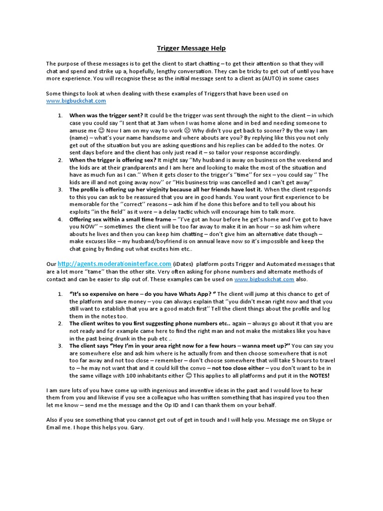 Trigger Message Help | PDF