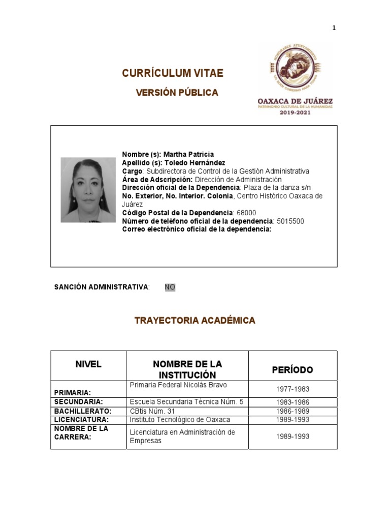 Currículum Vitae: Versión Pública | PDF