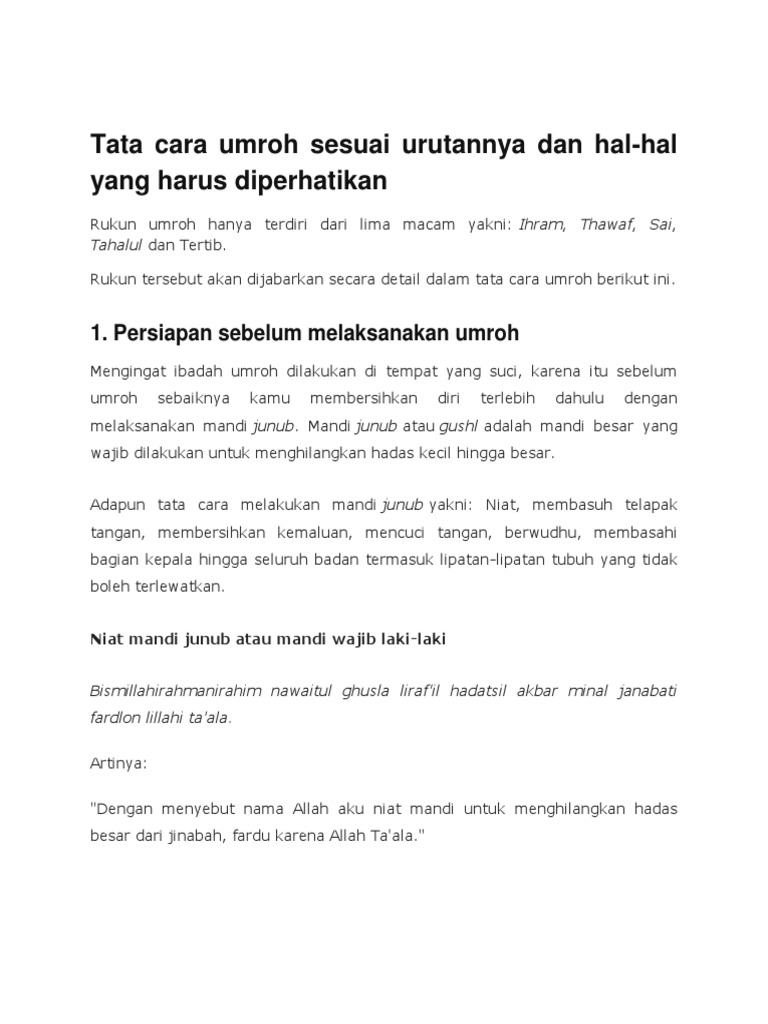 Panduan Lengkap Tata Cara Umroh | PDF