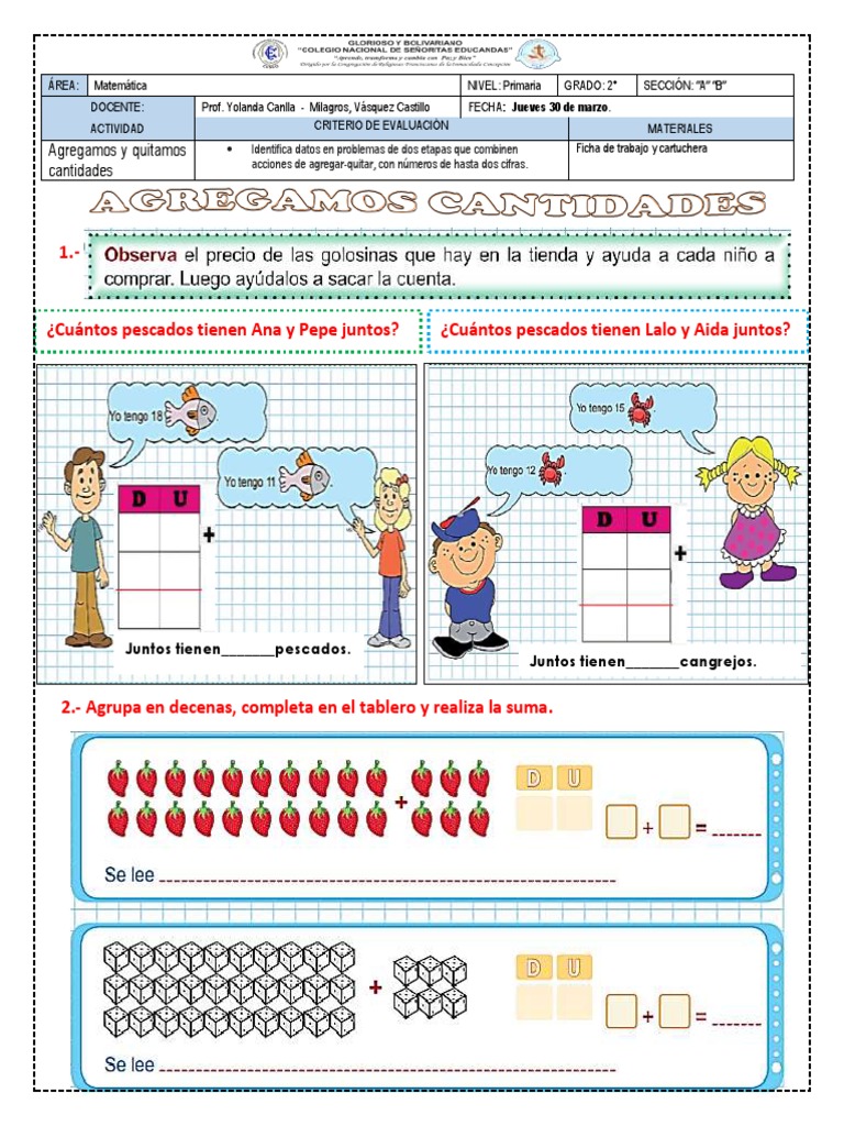 9 FICHA MATEMÁTICA Agregamos y Quitamos. | PDF